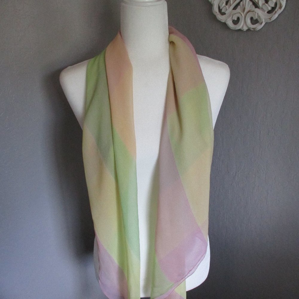 1960s Sherbet Striped Silk Scarf - Gem 1960s Sherbet Striped Silk Scarf - Gem